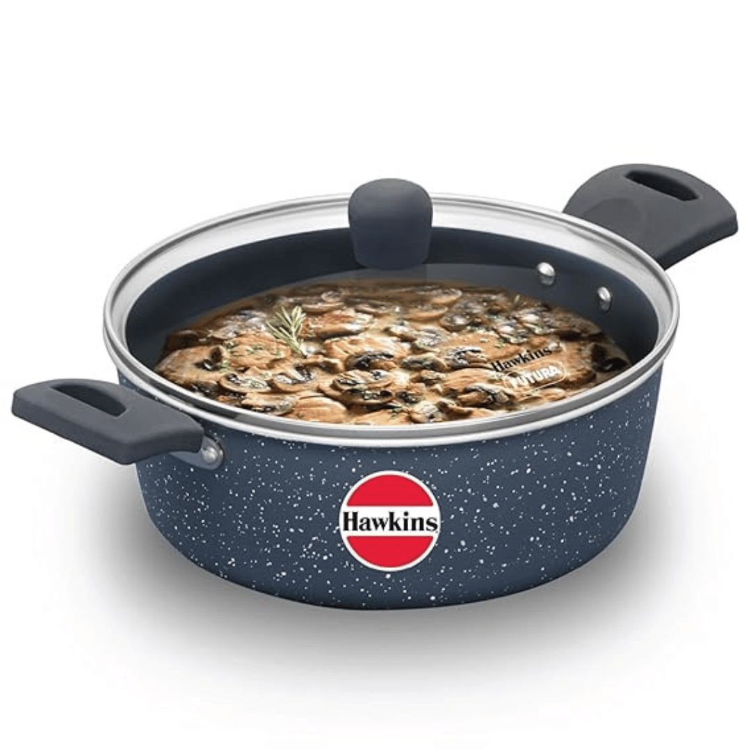 Hawkins Ceramic Nonstick Cook-n-Serve Bowl 3 Litre With Glass lid ...