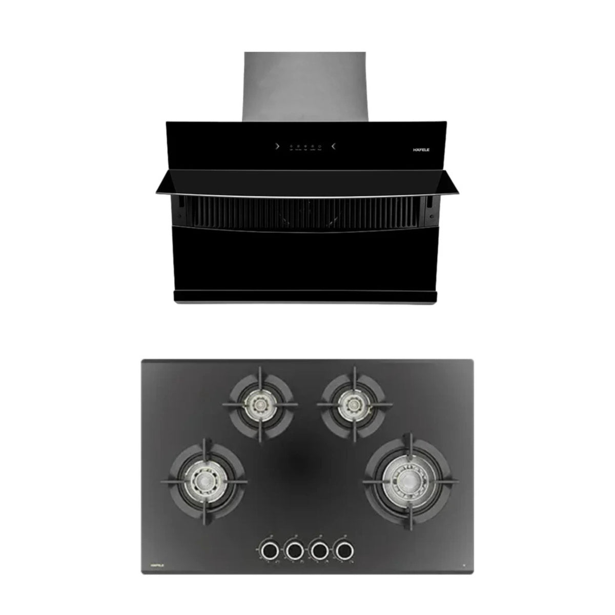 Combo Rhine 90 Wall Mounted Chimney + Vortex 480 80CM 4-Burner Built-I ...